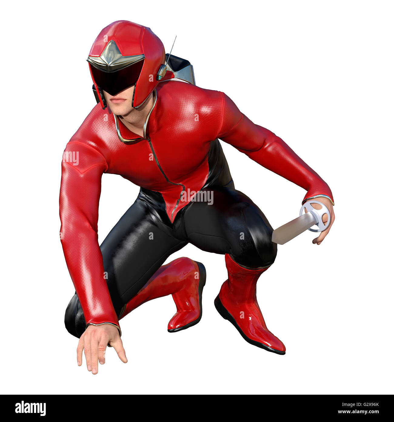 3D rendering of a male hero isolated on white background Stock Photo ...