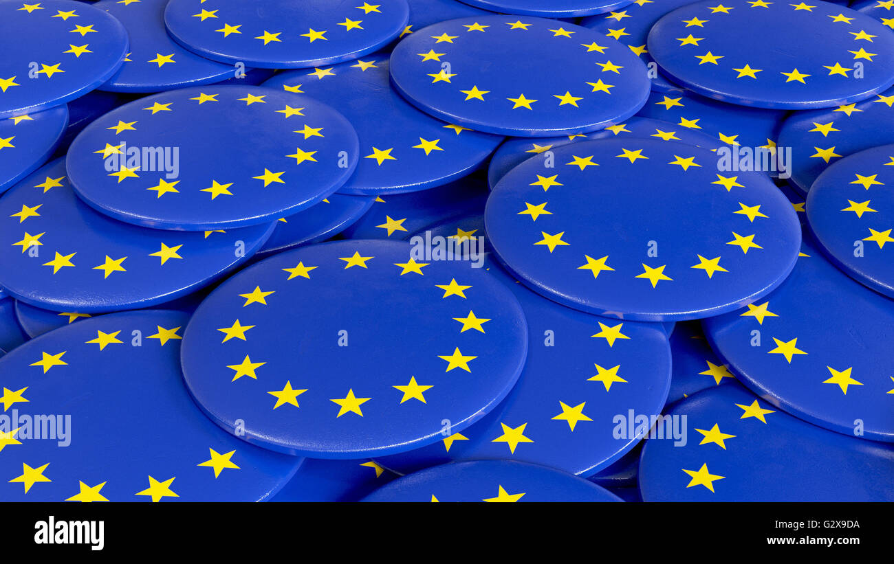 Large pile of EU Stars Badges 3D illustration Stock Photo - Alamy