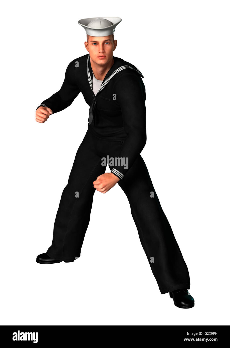 3D rendering of a young seaman isolated on white background Stock Photo ...