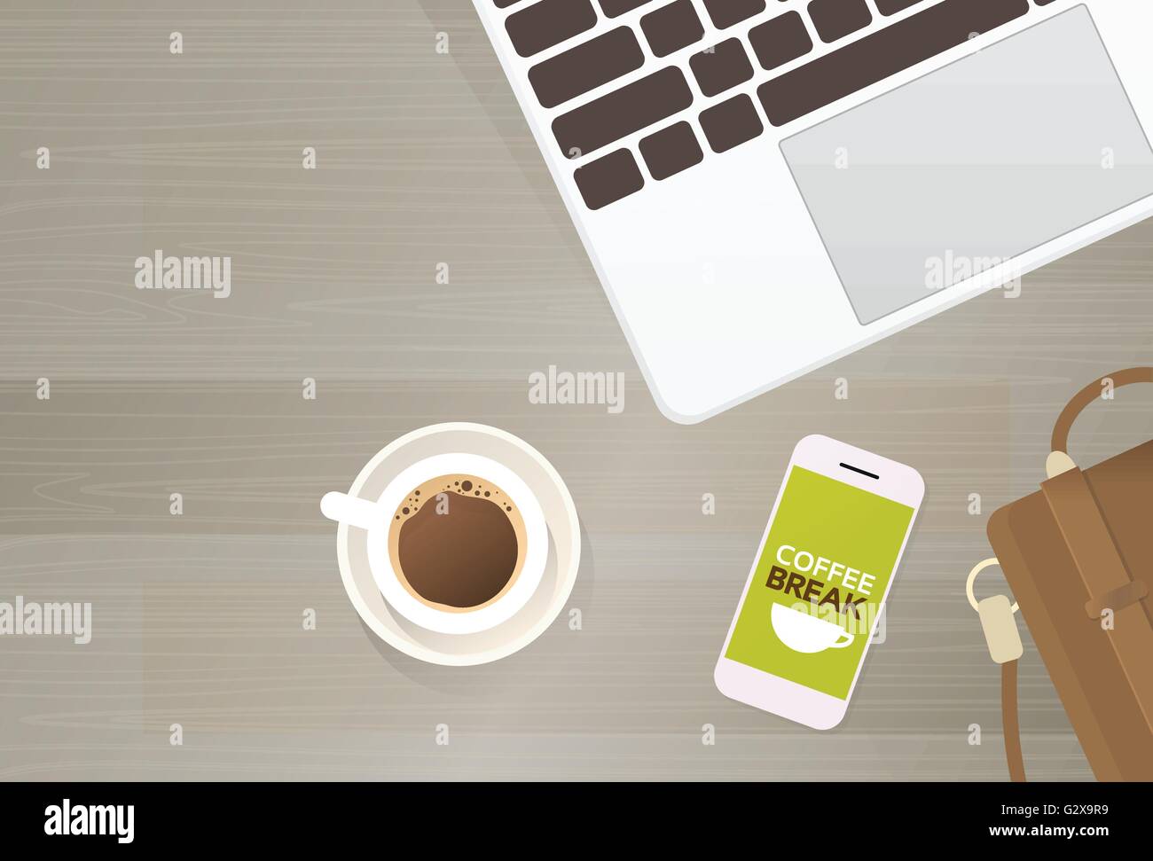 Coffee and smartphone top view with copy space Stock Vector Images - Alamy