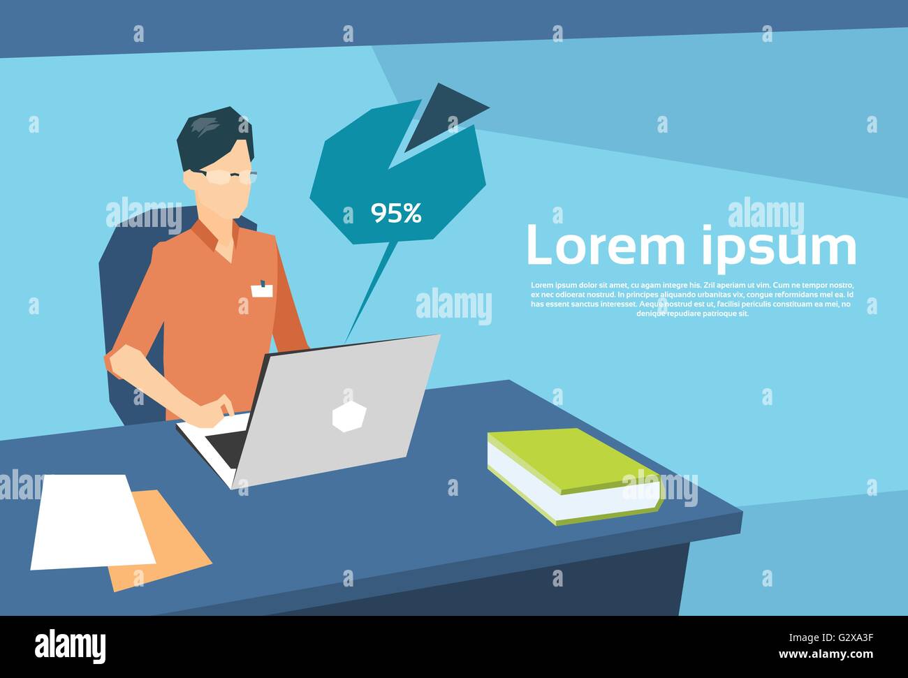 Business Man Sitting Desk Work Laptop Stock Vector Image & Art - Alamy