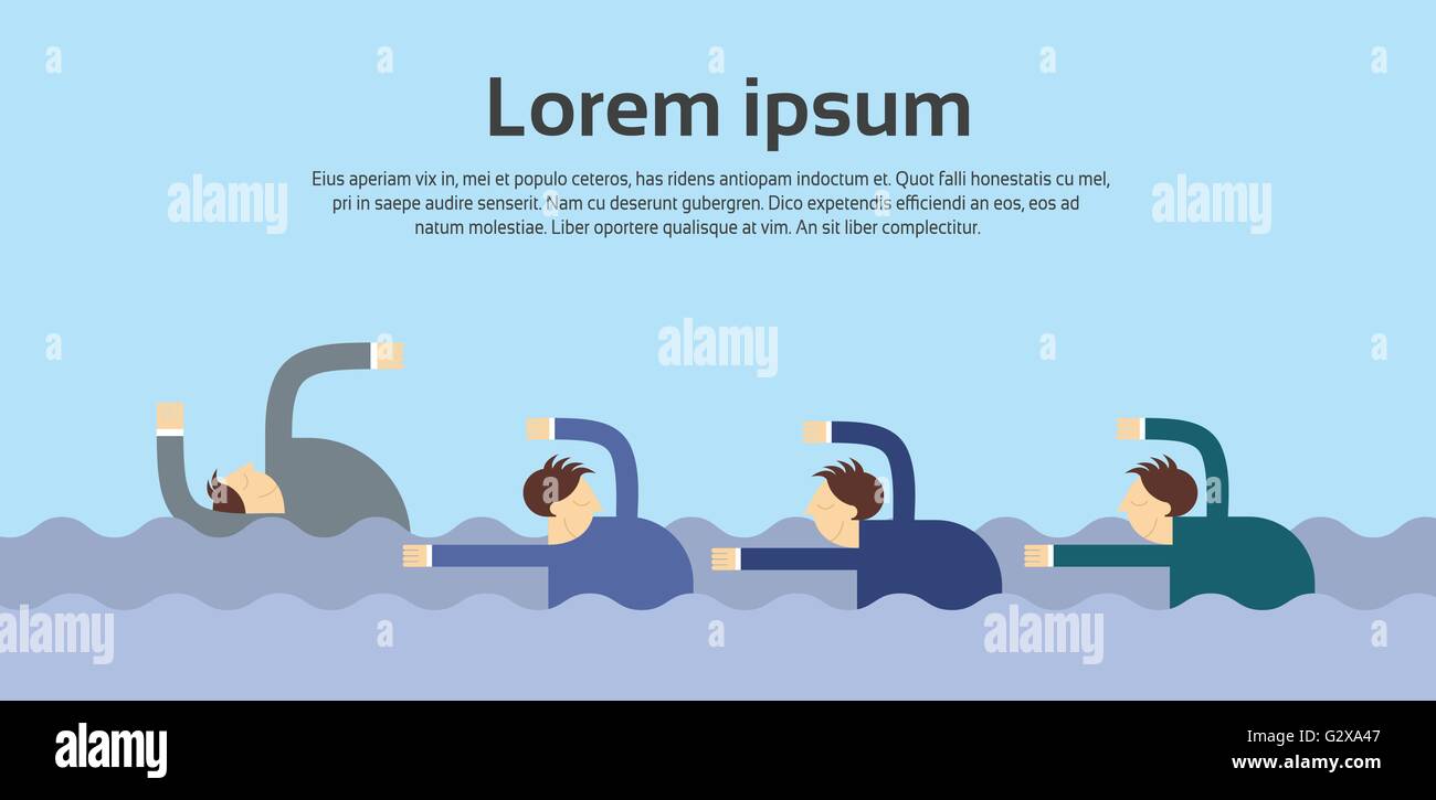 Business People Group Swim Team Leader Competition Concept Stock Vector ...