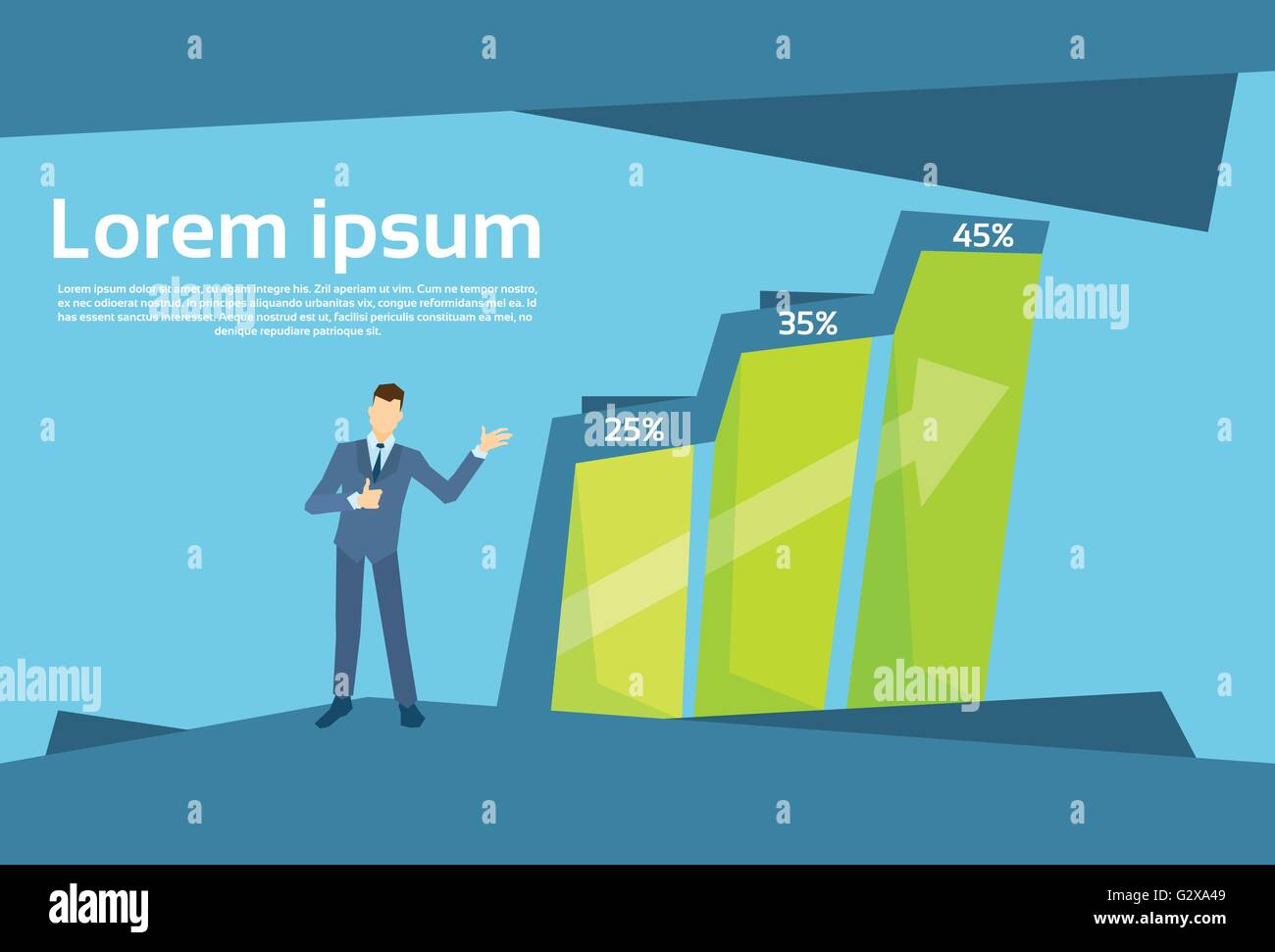 Business Man Financial Bar Growing Up Success Concept Growth Chart ...