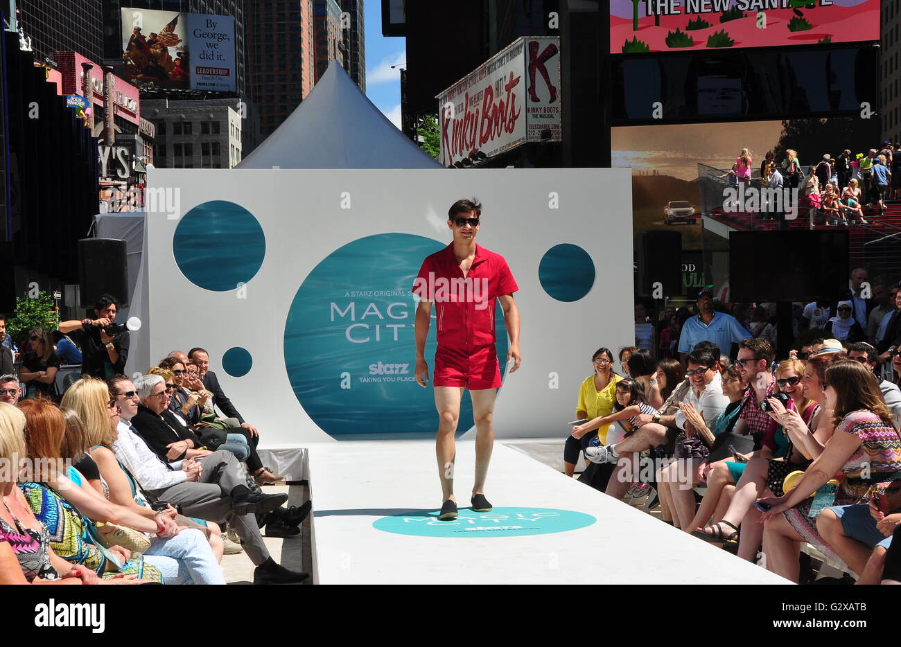 New York City: Male model wearing Miami Beach fashions at the "Magic ...