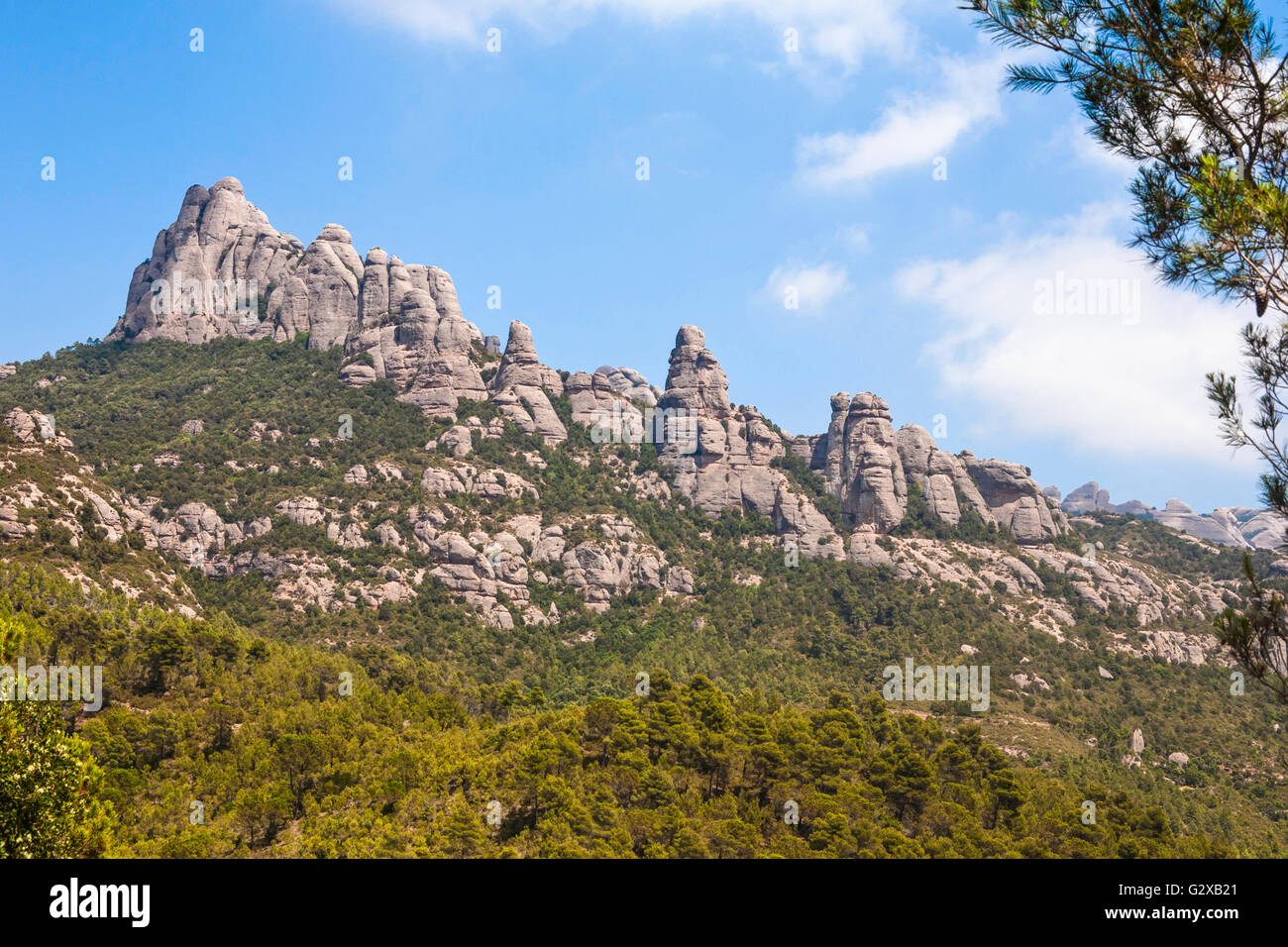 View of mountains of Montserrat in Catalonia, Spain with blue sky Stock ...