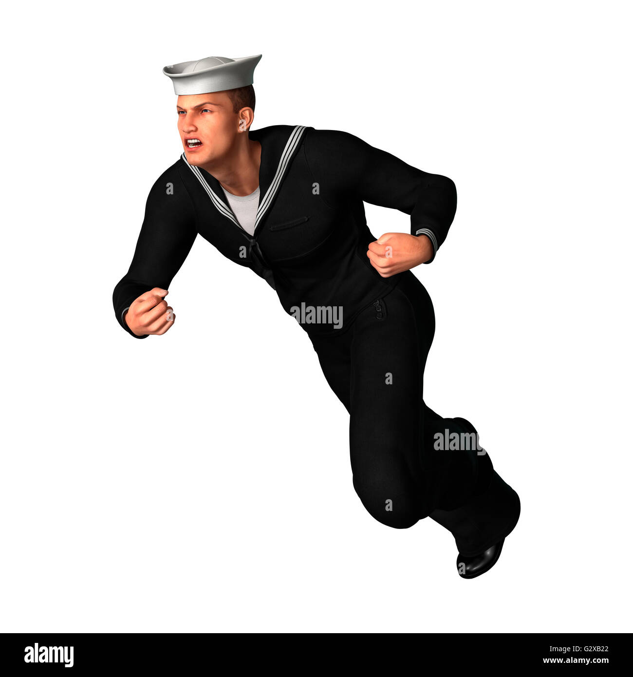 3D rendering of a young seaman isolated on white background Stock Photo ...