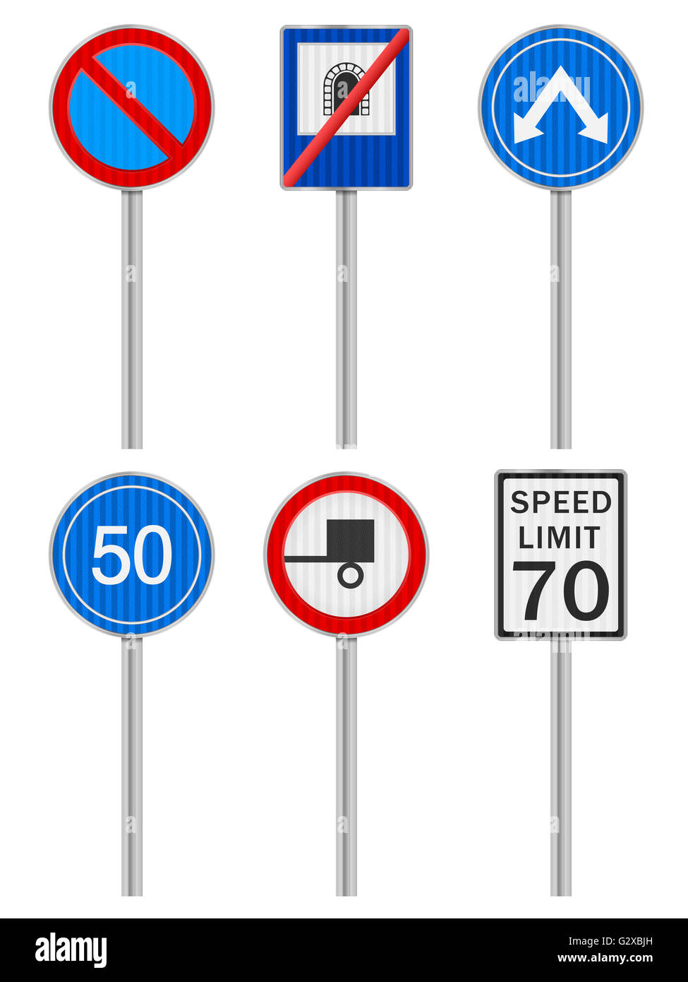 Road signs set on a white background Stock Photo - Alamy