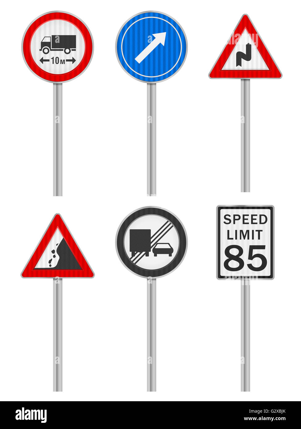 Road signs set on a white background Stock Photo - Alamy