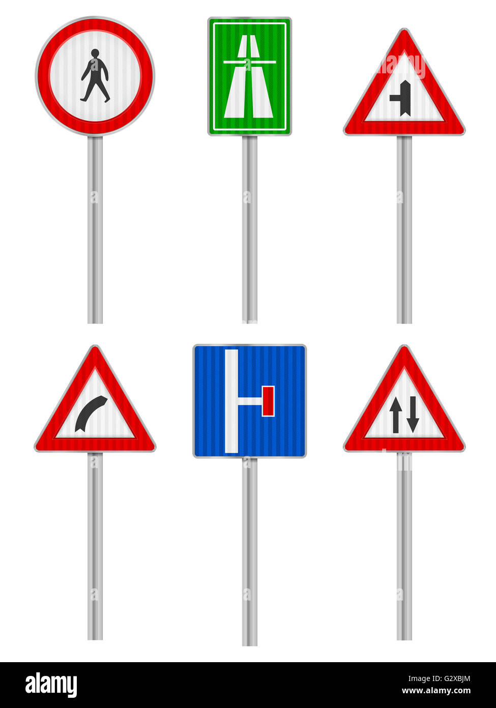 Road signs set on a white background Stock Photo - Alamy