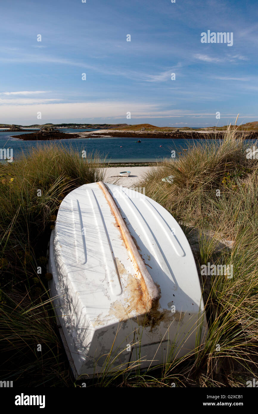 Overturned boat on St Martins Isles of Scilly Stock Photo - Alamy