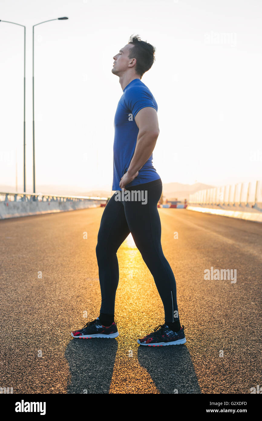 Running man. Male runner at sprinting speed training for marathon ...