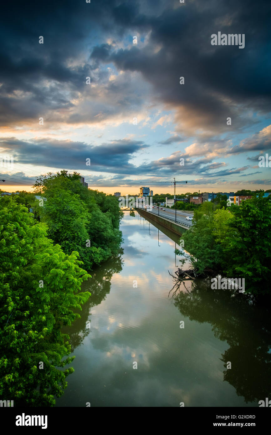 Sunset over the Lower Don River, in Toronto, Ontario Stock Photo - Alamy
