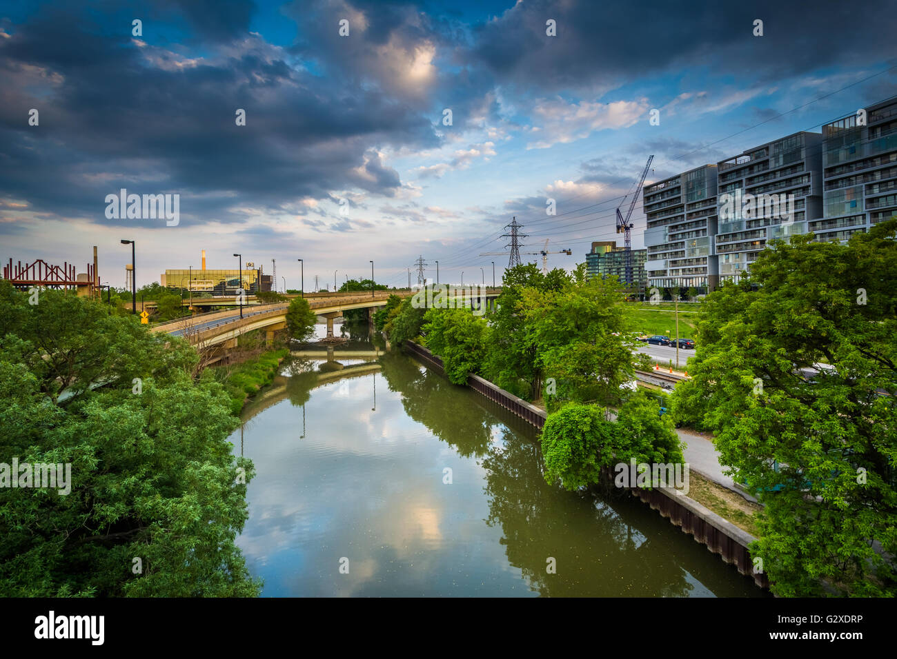 The Lower Don River, seen from Queen Street in Toronto, Ontario Stock ...