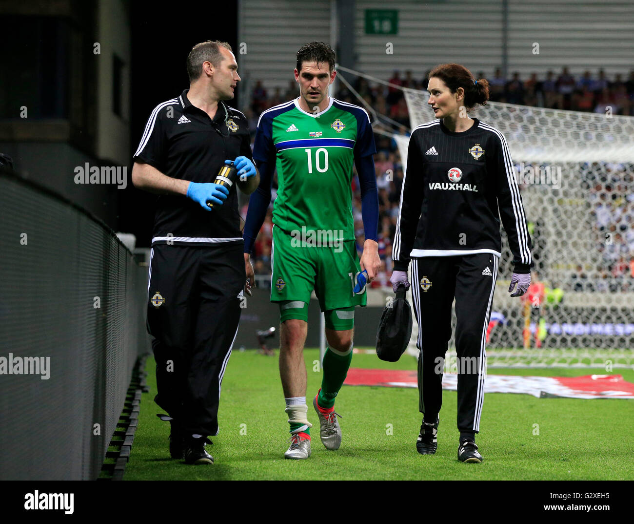 Northern Ireland's Kyle Lafferty receives treatment during the ...