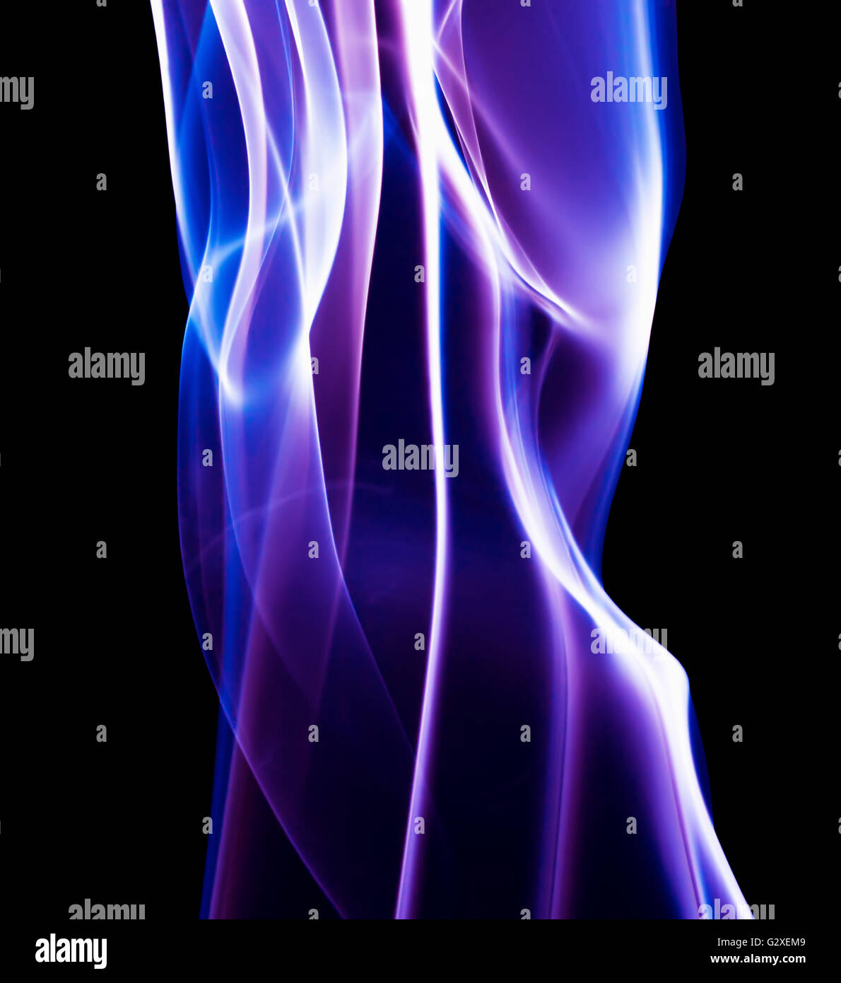 blue smoke lines on the black background Stock Photo - Alamy