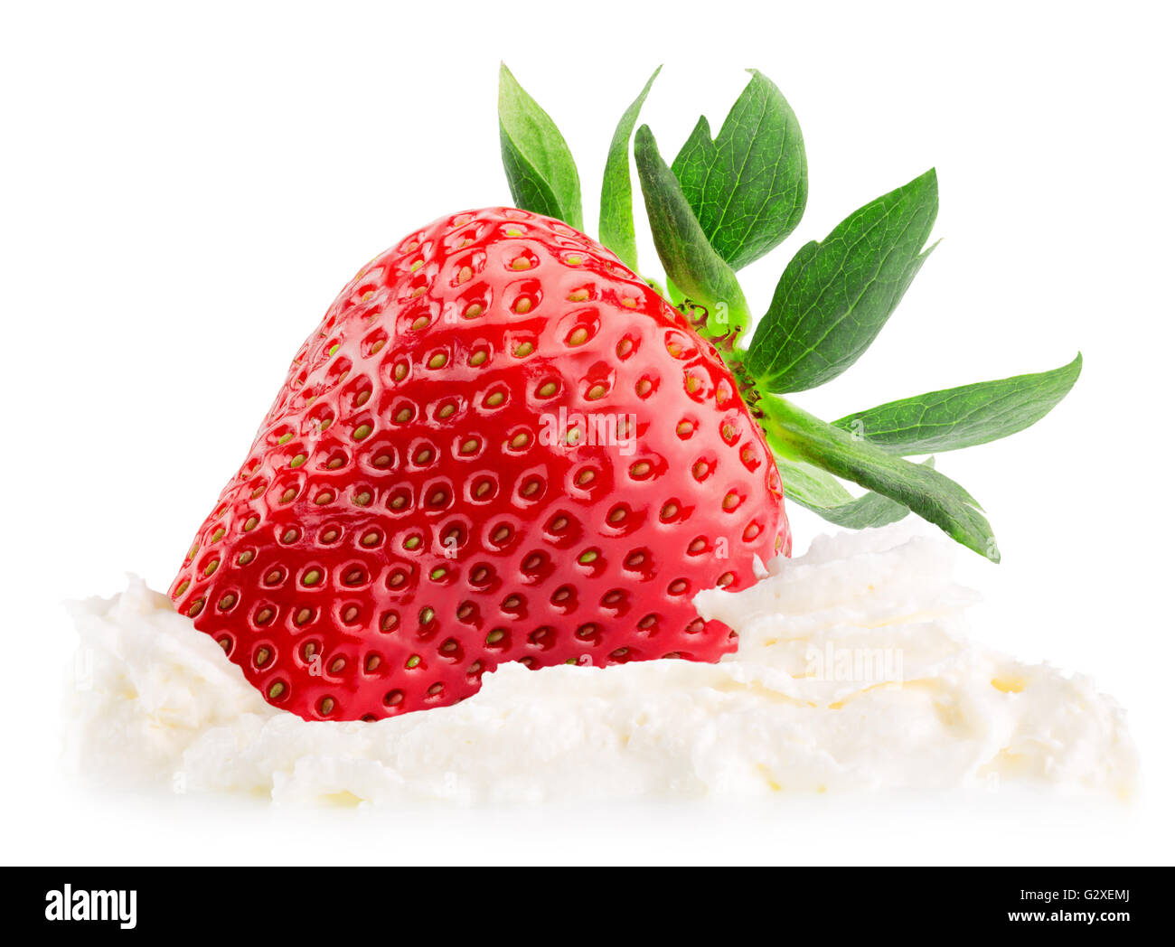 strawberry with whipped cream isolated on the white background Stock ...