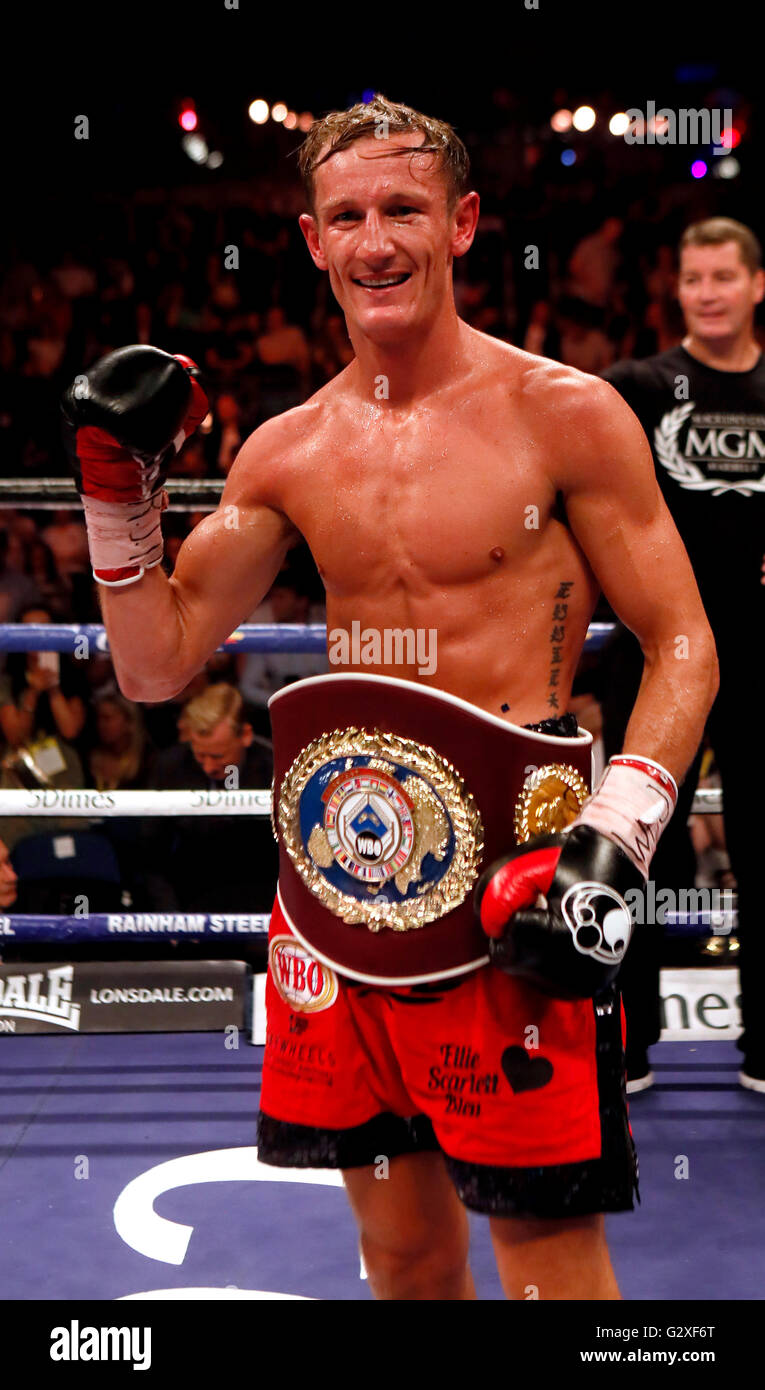 Thomas Stalker celebrates victory over Antonio Joao Bento at the Echo ...