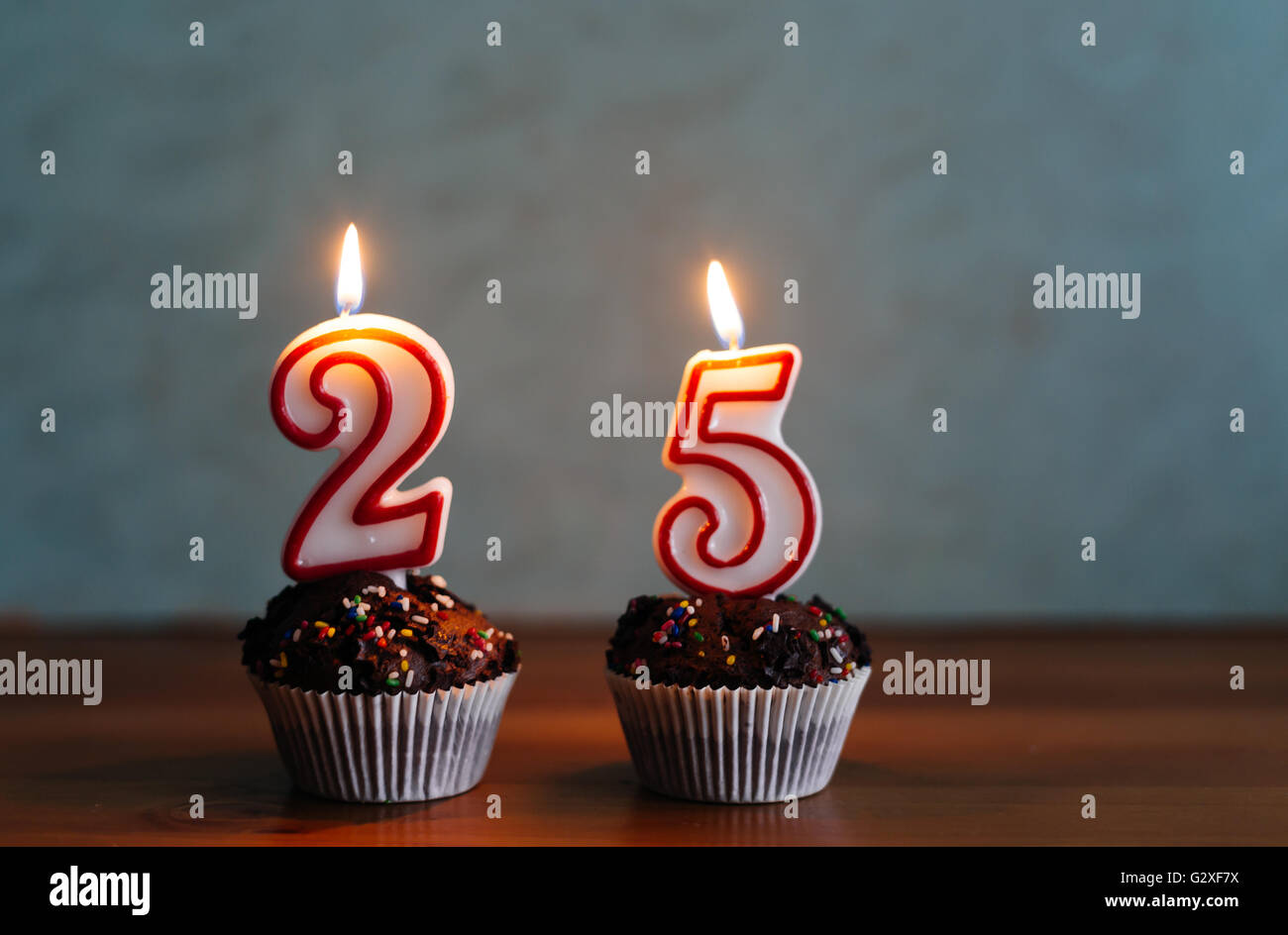 Birthday candles celebrating 25th birthday Stock Photo - Alamy