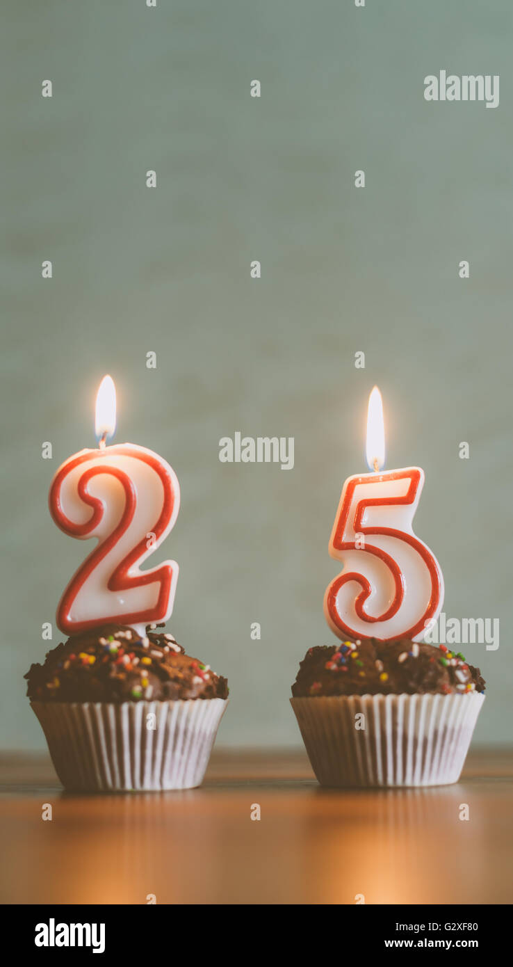 Birthday candles celebrating 25th birthday Stock Photo - Alamy