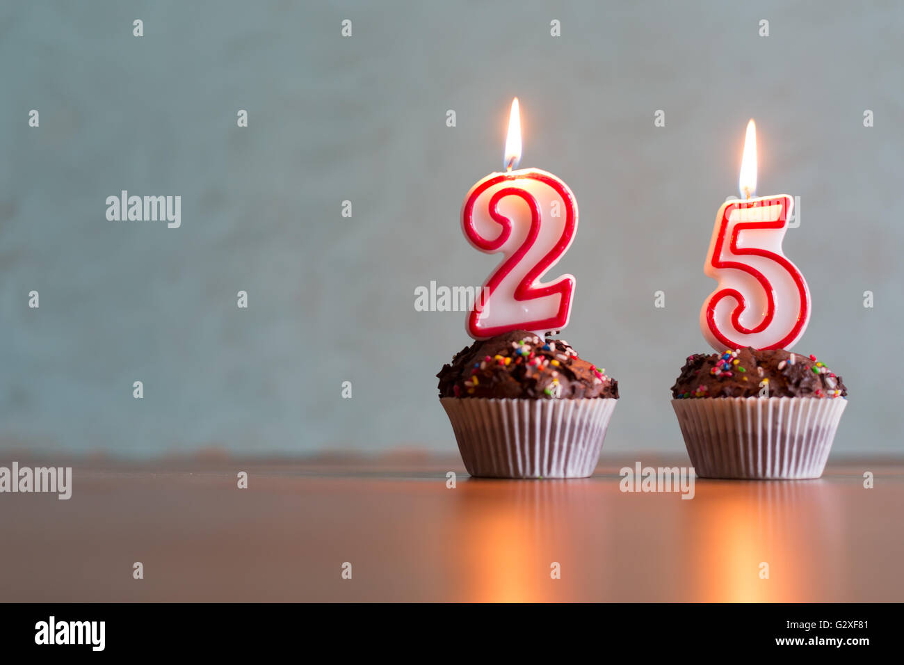 Birthday candles celebrating 25th birthday Stock Photo - Alamy