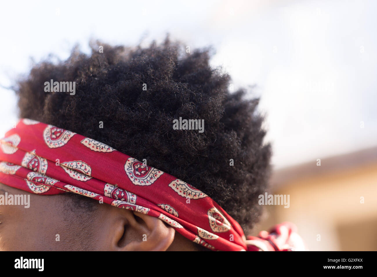 afro hair with scarf close up Stock Photo - Alamy