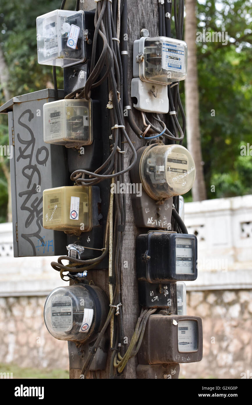 Electricity Meters Luang prabang Laos Stock Photo - Alamy