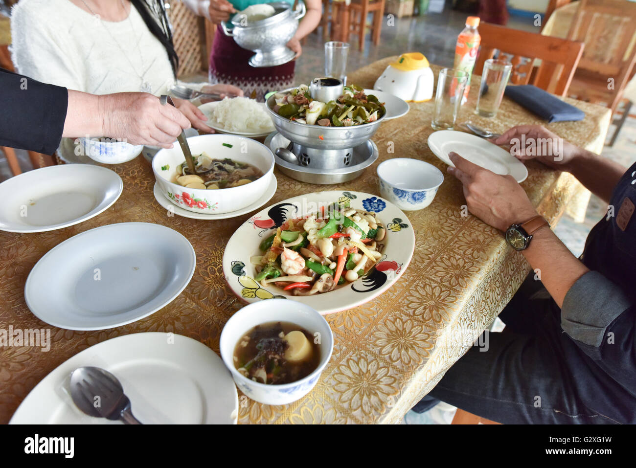 Typical Laotian meal, Golden triangle region Laos Stock Photo - Alamy