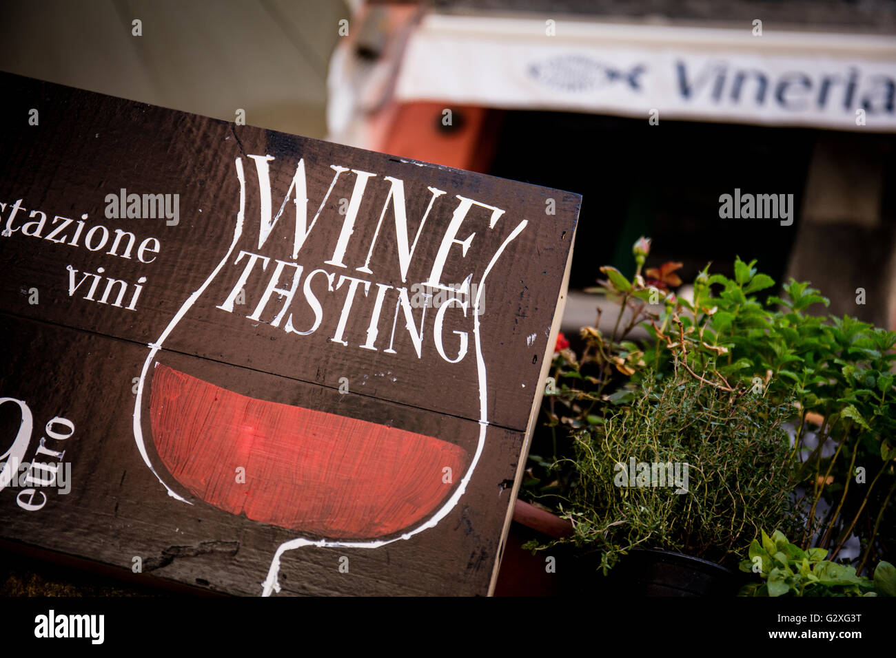Rustic Wine Tasting Sign in Vernazza, one of the Cinque Terre villages ...