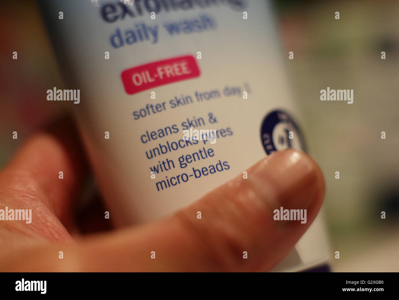 An exfoliating daily wash containing micro-beads, London Stock Photo ...
