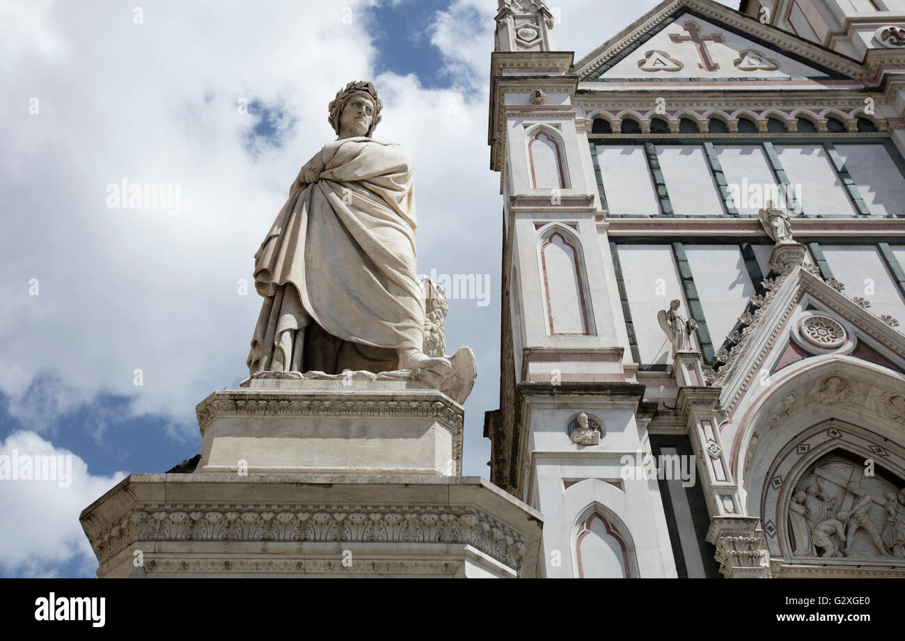 Statue dante alighieri front basilica holy cross hi-res stock ...