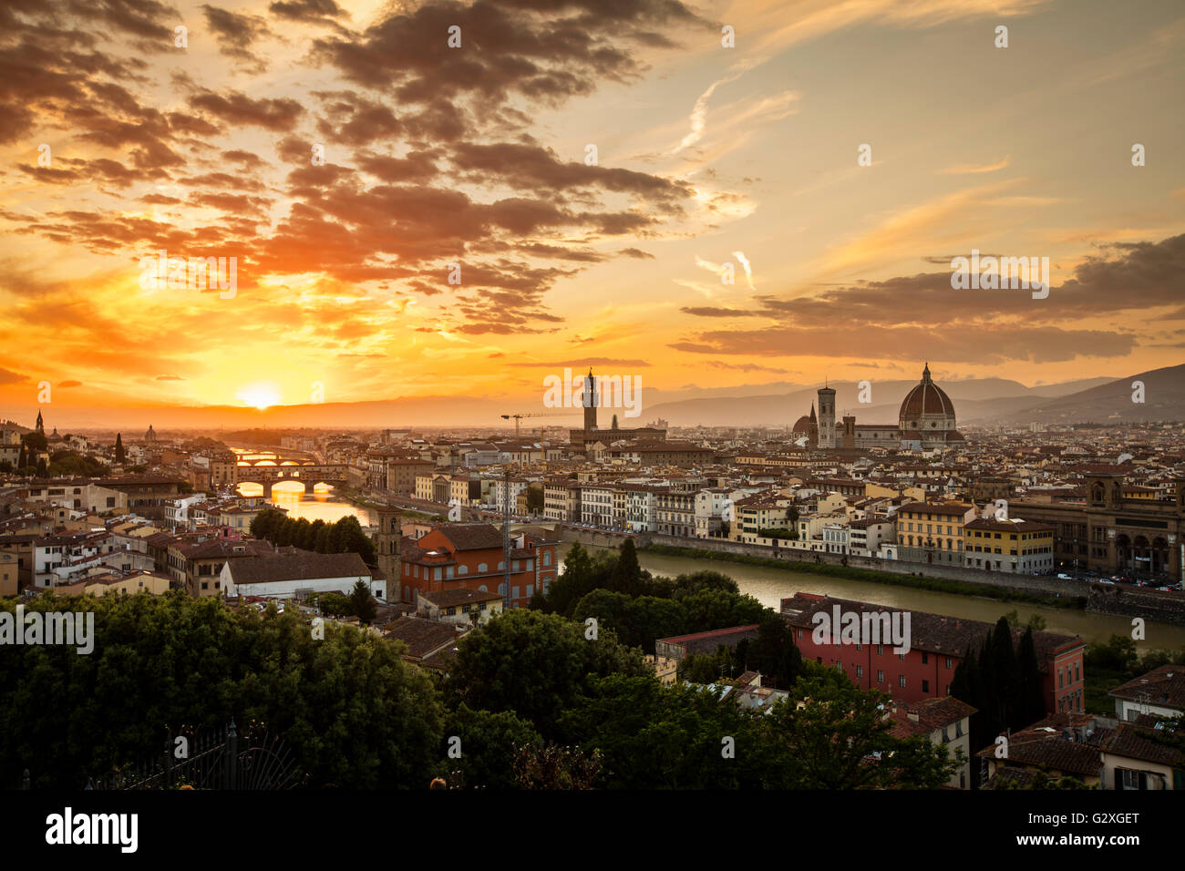 Sunset over Florence, Italy Stock Photo - Alamy
