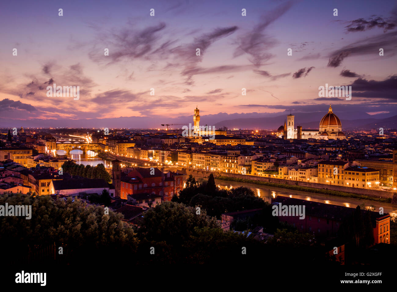 Florence, Italy Panorama and View at Night Stock Photo - Alamy