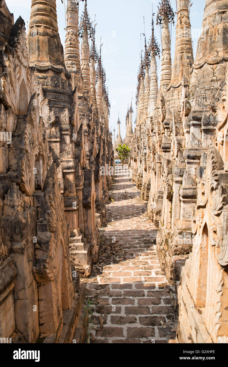 Row among pagodas, Kakku, Shan State, Myanmar Stock Photo - Alamy