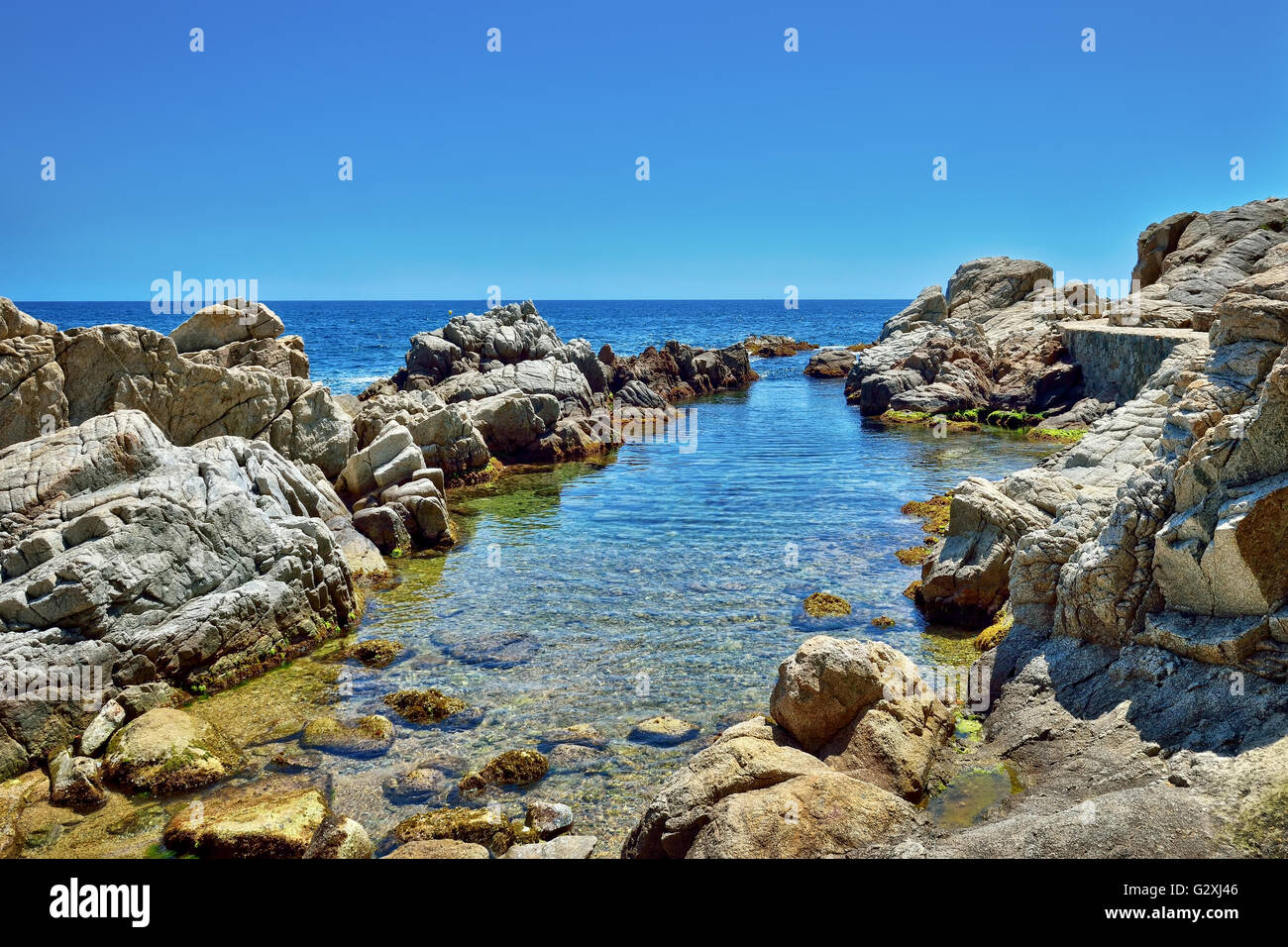 Mediterranean seascape with rocks Stock Photo - Alamy