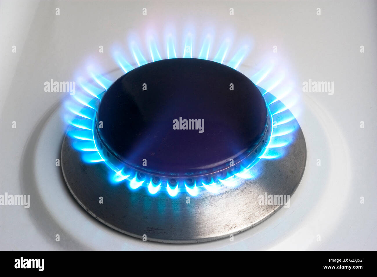 Lights a gas stove to illustrate the kitchen or energy costs Stock ...