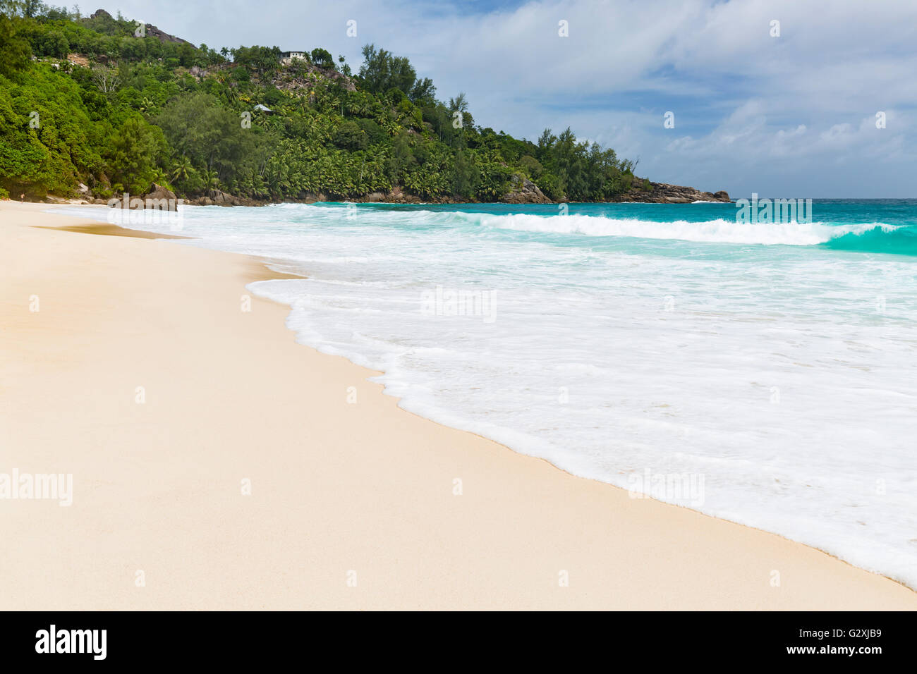 Beautiful Anse Intendance in the south of Mahe, Seychelles with tall ...