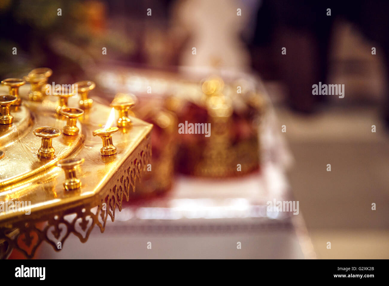 religion candlestick Christian golden color Stock Photo - Alamy