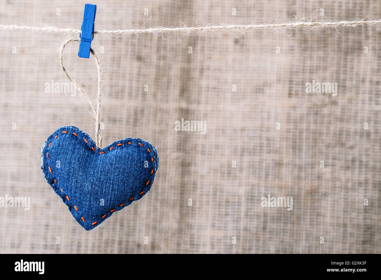 heart clothespin rope a symbol of Valentine's Day Stock Photo - Alamy