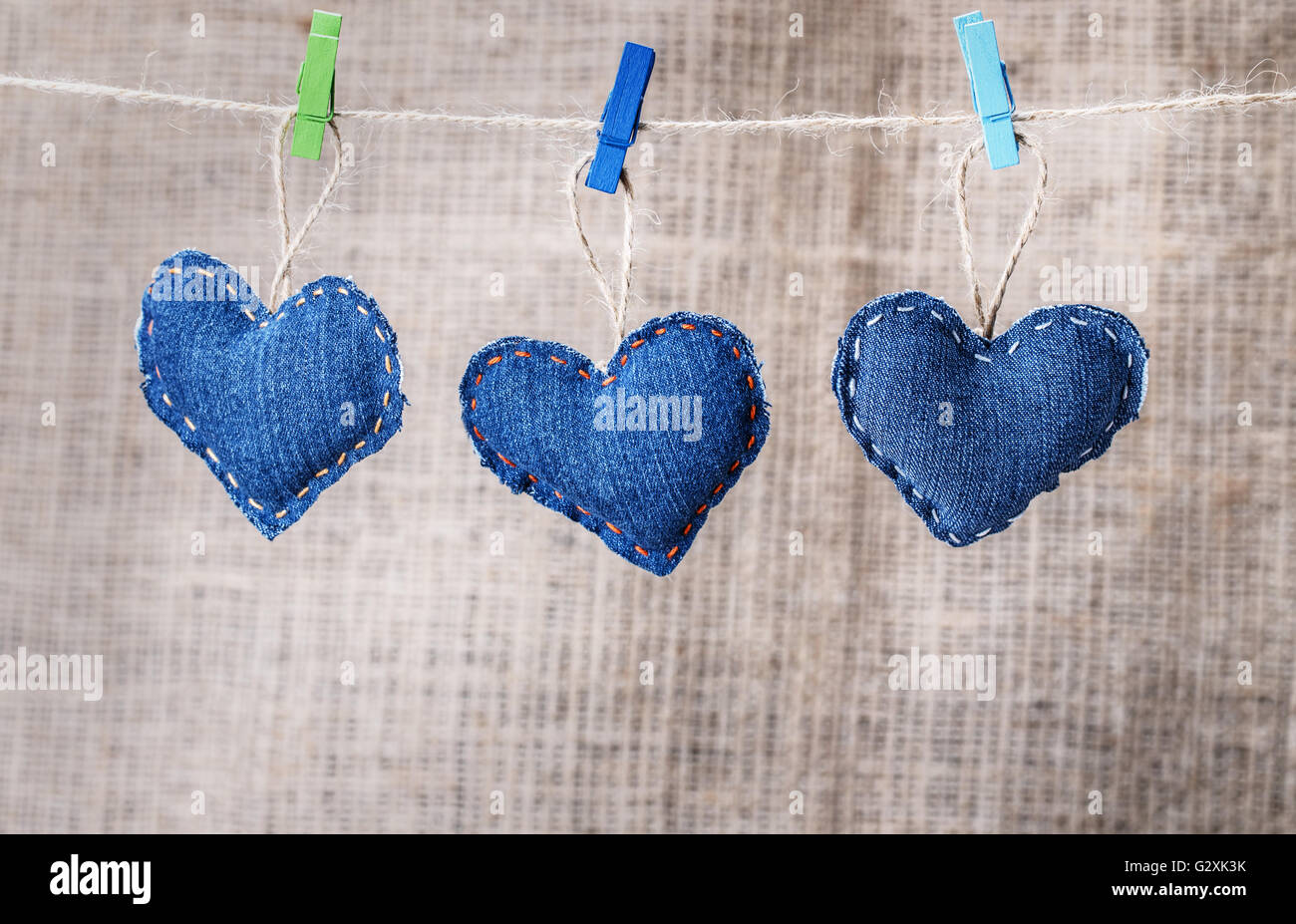 heart clothespin rope a symbol of Valentine's Day Stock Photo - Alamy