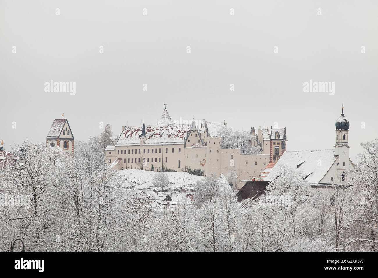Fussen Castle in winter landscape Stock Photo - Alamy