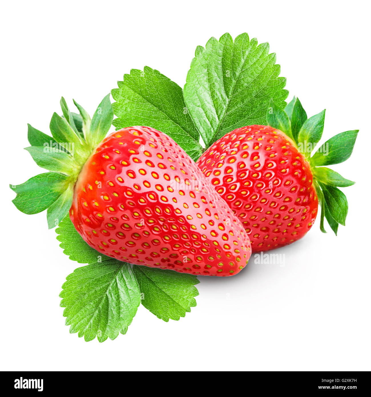 Two strawberries isolated on white background Stock Photo - Alamy