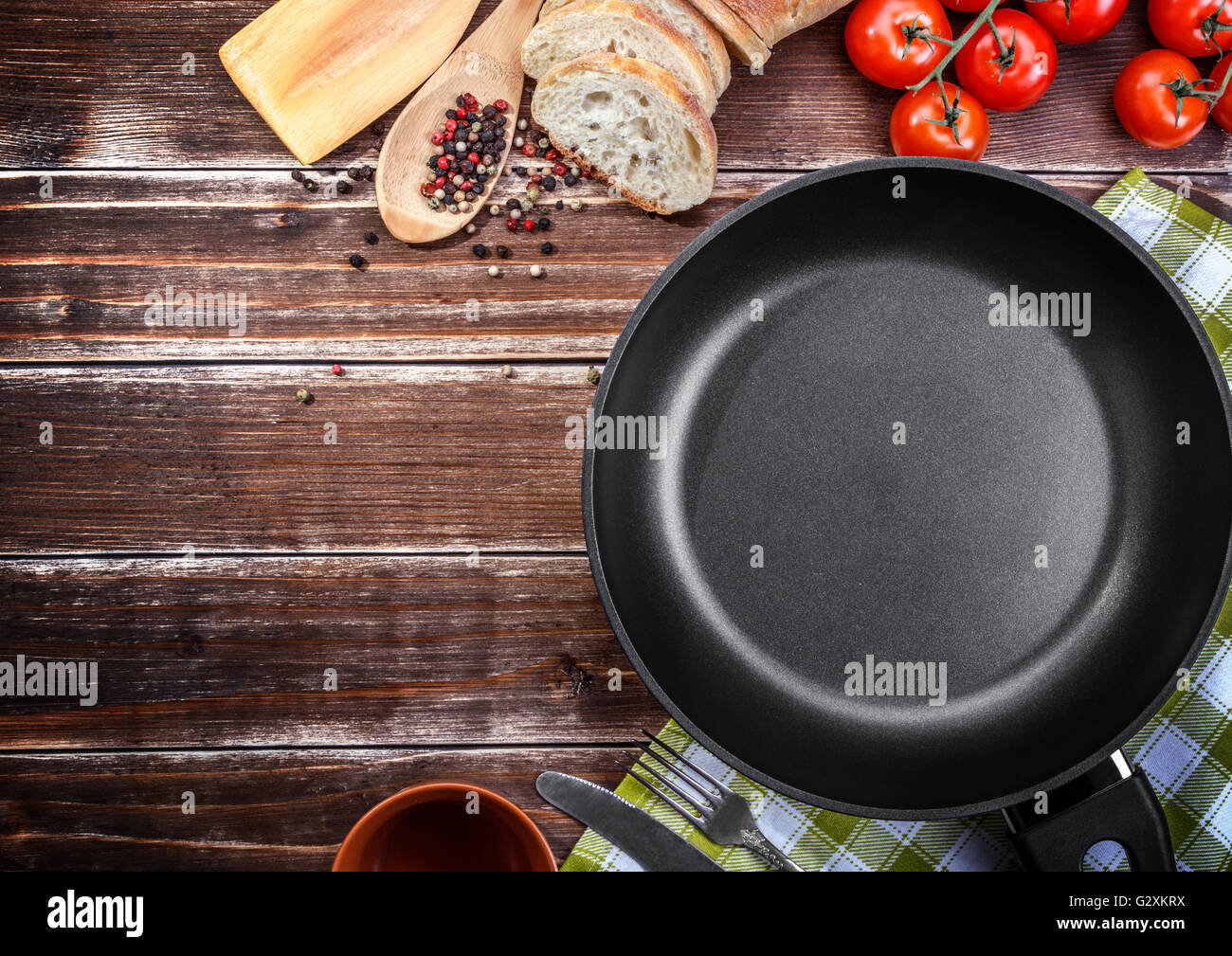 Still Life pan food on table Stock Photo - Alamy