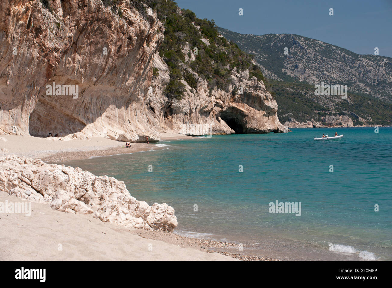Cala Gonone,Dorgali,Sardinia,Italy, 25/5/2016.Cliffs and caves on the ...