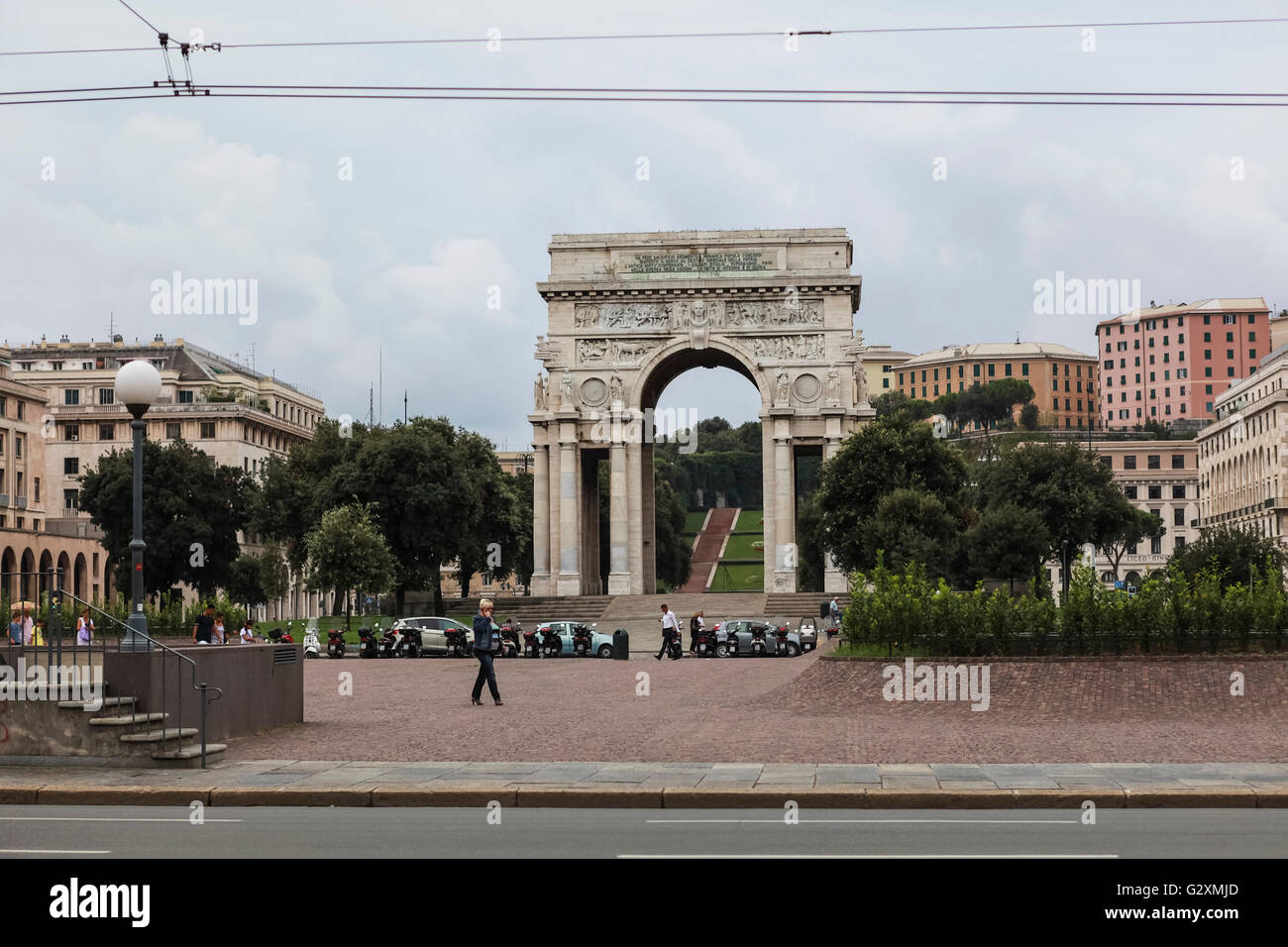 Monumental arch in Victory square Genoa Italy Stock Photo - Alamy
