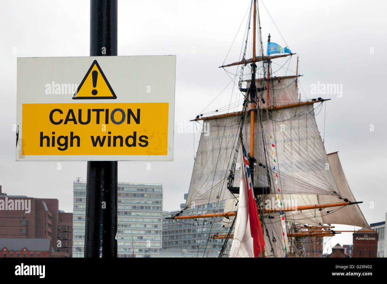 Caution High Winds Tall ships on display at the International Mersey ...