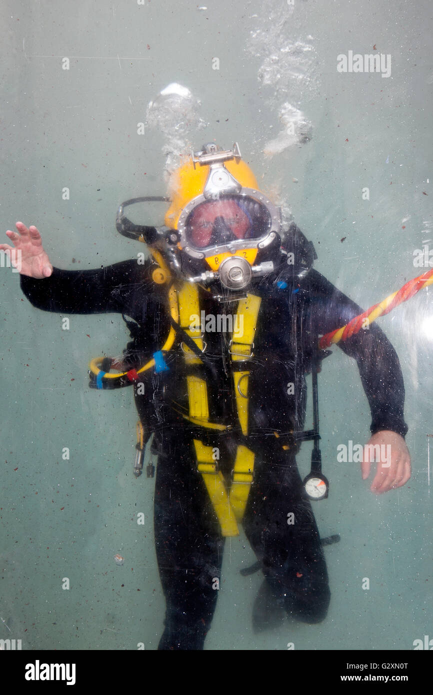 Royal Navy in demonstration dive, water, diver, underwater, diving ...