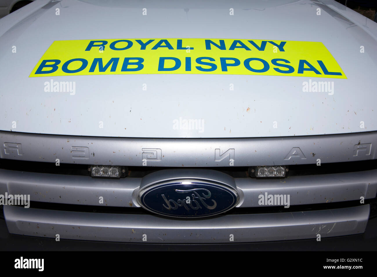 Royal Navy Bomb Disposal, Lettering and sign on specialist vehicle ...