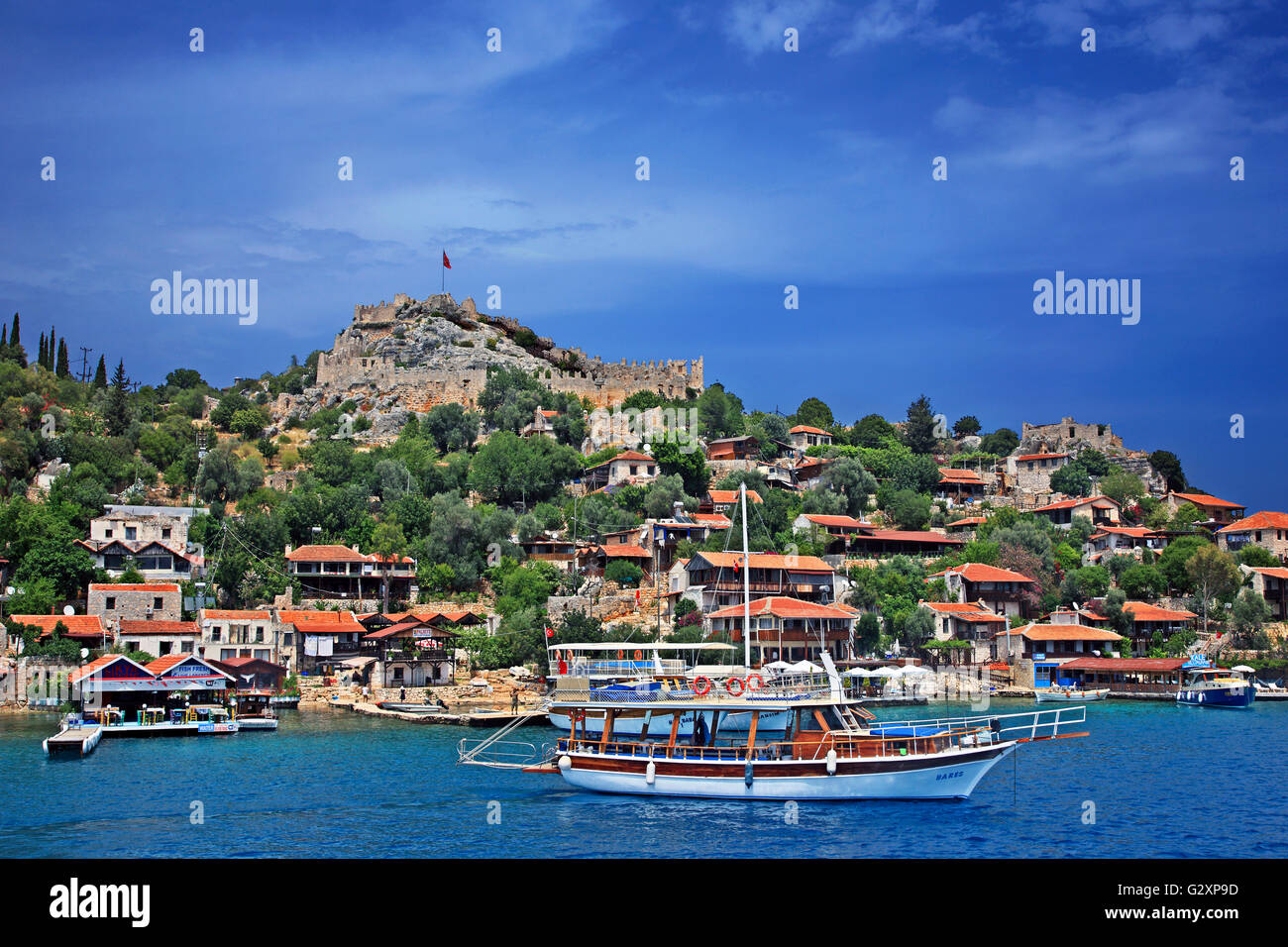 Kalekoy (Ancient Simena), Kekova, Lycia, Antalya province, Turkey Stock ...