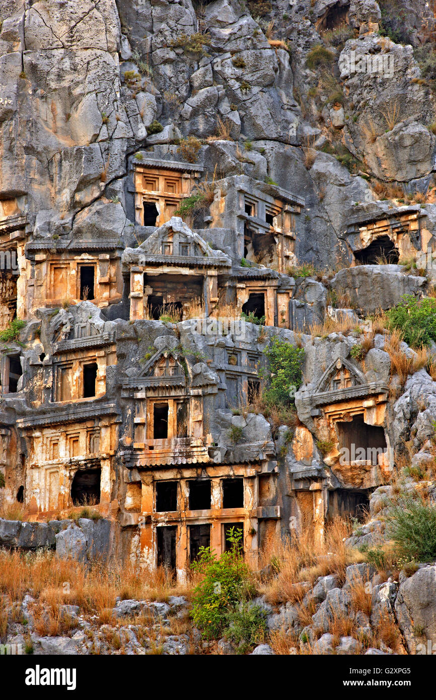 The amazing necropolis of Ancient Myra, Demre, Lycia, Antalya province ...