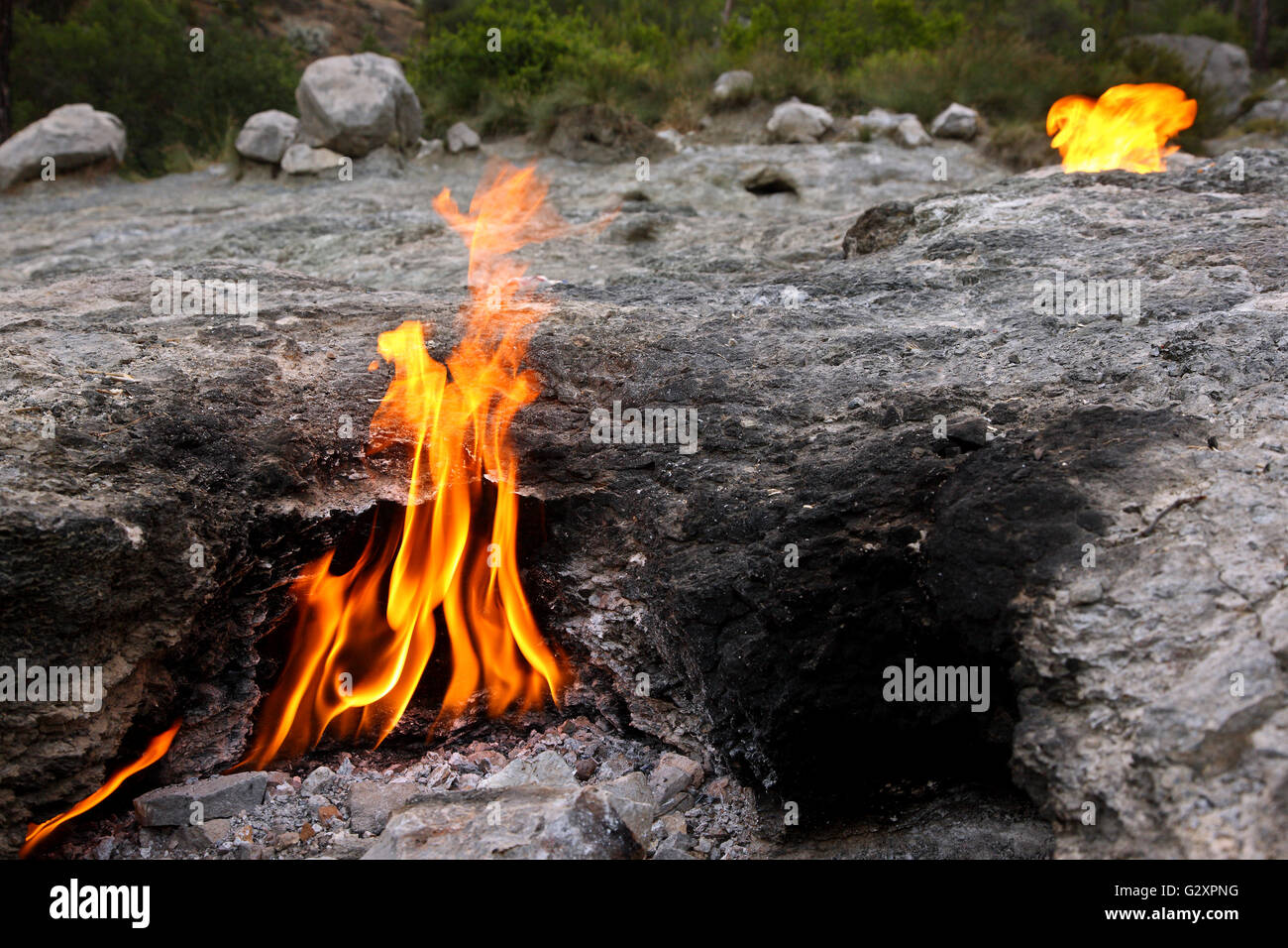 At the eternal flames of Chimaera (Yanartas), Lycia, Antalya province ...